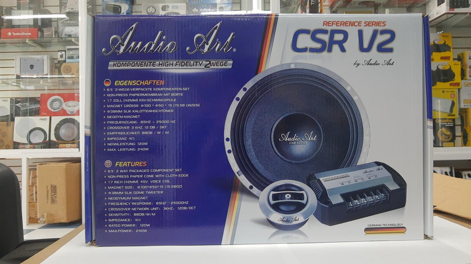 Set de Medios Profesional Audio Art CSR V2 240 Watts 6.5 Pulgadas 4 Ohms 2 Vías con Tweeter y ...