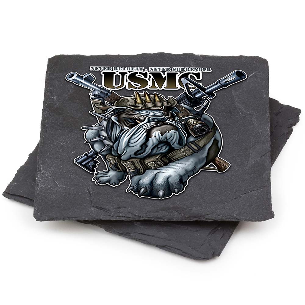 US Marines Natural Stone Coaster Never Retreat Never Surrender (Set Of ...