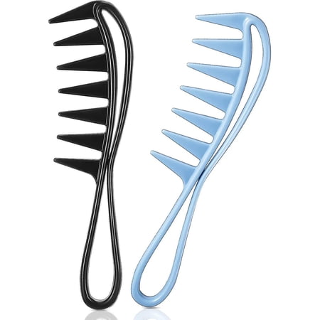 2 Large Wide-toothed Combs Anti-static Handles Hairdressing Tools ...