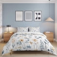 Blue Yellow Spring Floral Comforter Set Queen Size, Watercolor ...