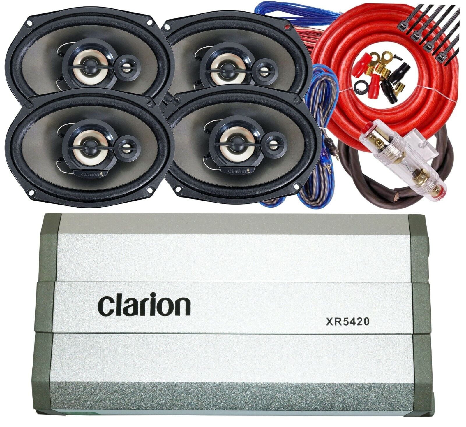 Clarion XR5420 Amplifier + 4x Clarion SE6935R 400W MAX Power Speakers ...
