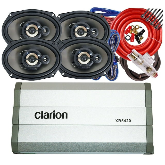 Clarion XR5420 Amplifier + 4x Clarion SE6935R 400W MAX Power Speakers ...