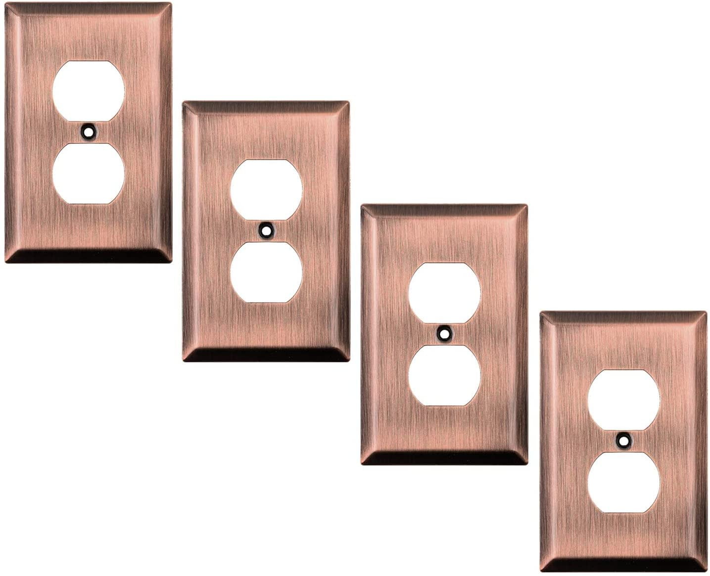 Sleeklighting 4 Pack Decorative Copper Outlet Covers | 1 Gang Duplex ...
