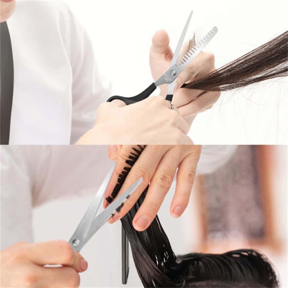 Casewin Professional Hair Cutting Scissors Set, Black Stainless Steel ...
