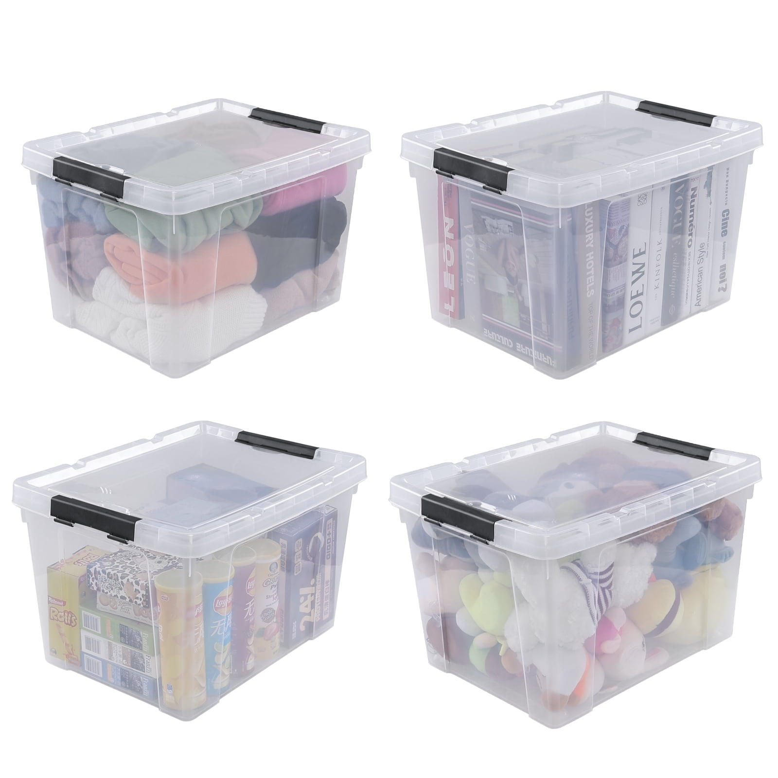 Anbers 50 Quart Plastic Storage Boxes with Wheels, Large Lidded Storage ...