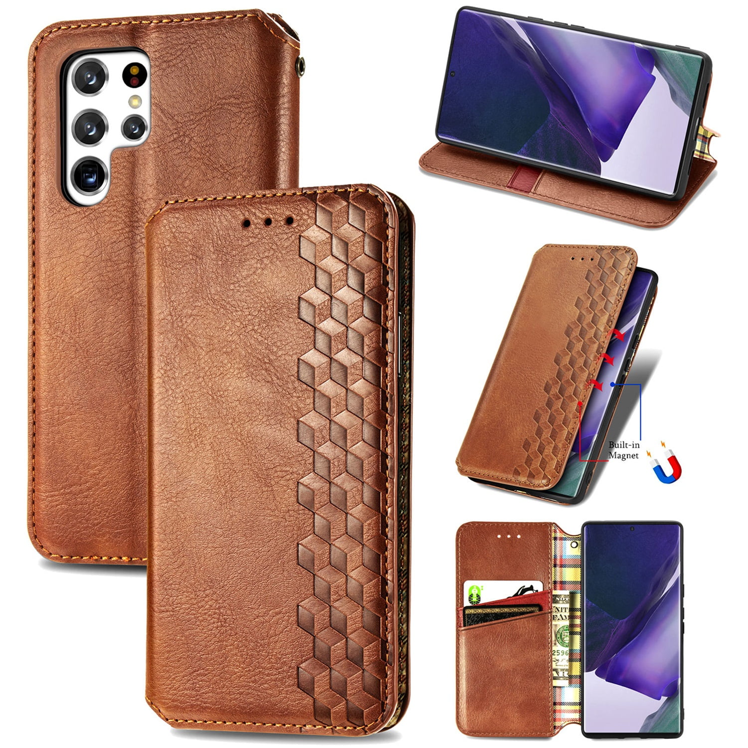 TECH CIRCLE Galaxy S23 Ultra Case, PU Leather TPU Wallet Cover with ...