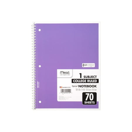 Mead Spiral - 1 subject notebook - spiral-bound - - 70 sheets / 140 ...