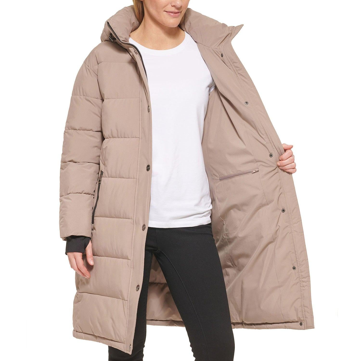 DKNY Women's Long Puffer Detachable Hooded Wind Resistant DKNY Women's Long Puffer Detachable Hooded Wind Resistant