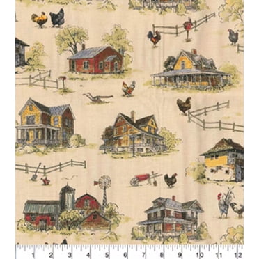 24" X 44" Panel Down on the Farm Chickens Roosters Country Cotton Panel ...