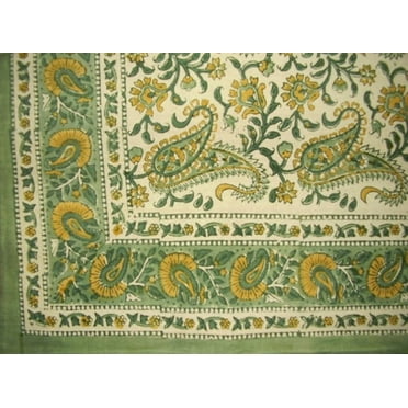 Rajasthan Block Print Cotton Tablecloth 90" x 60" Blue - Walmart.com
