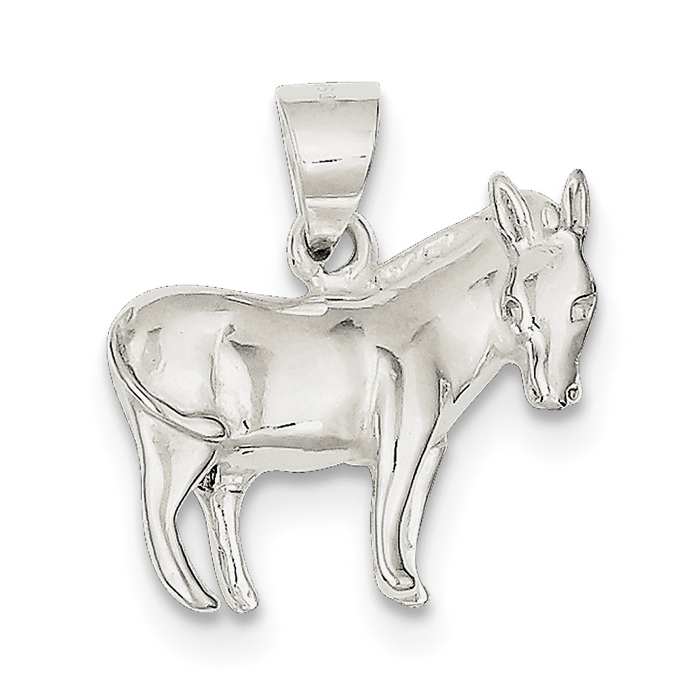 925 Sterling Silver Solid Polished Open back Donkey Pendant Necklace ...