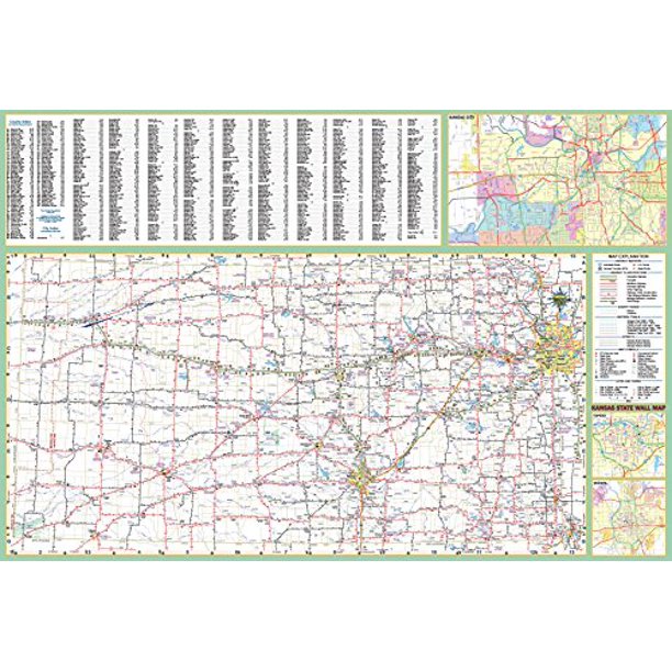 36x52 Kansas State Official Executive Laminated Wall Map - Walmart.com