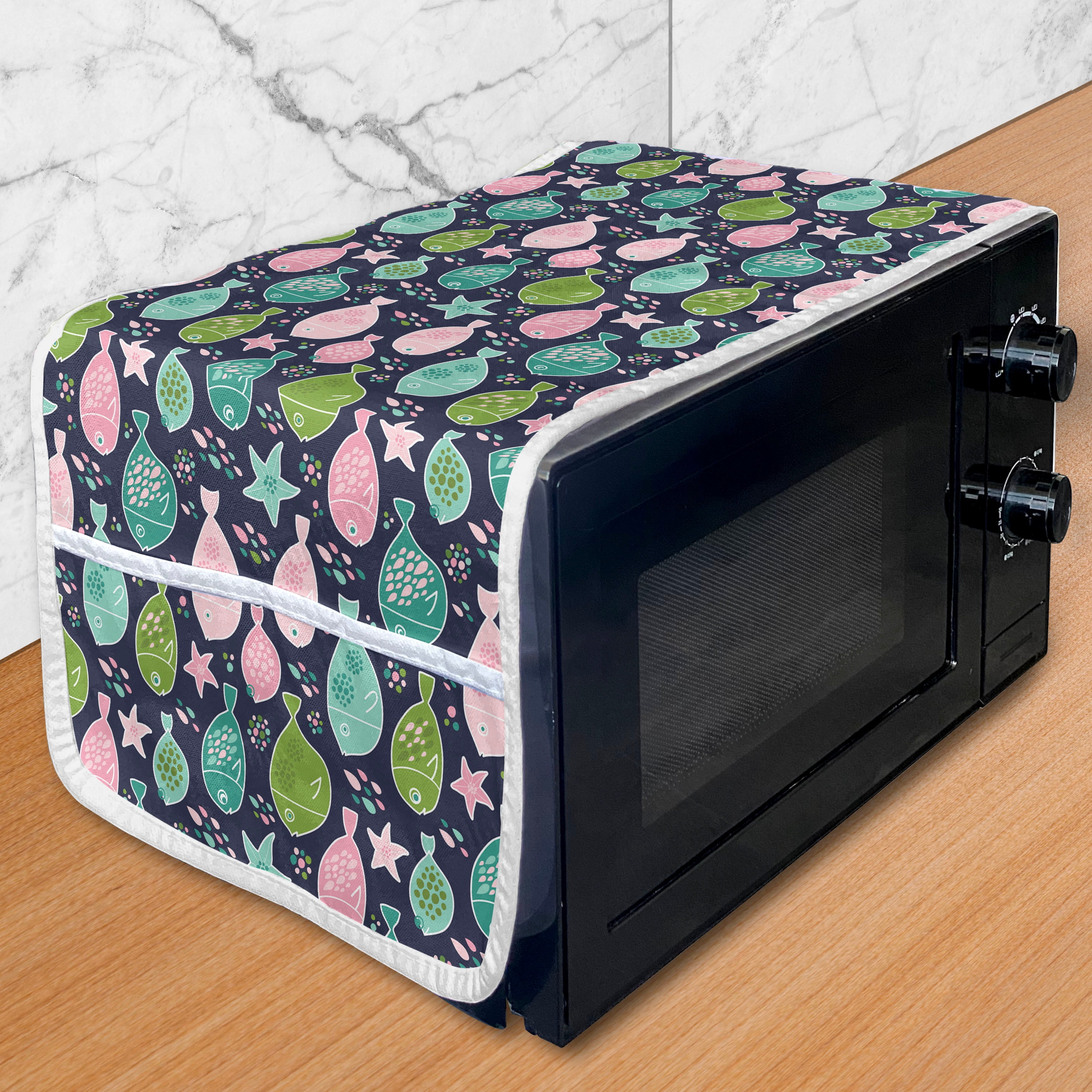 Cartoon Microwave Oven Cover, Pattern of Underwater Fish Swimming in ...