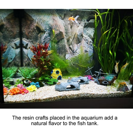 Resin Aquarium Ornament Hollow Trunk Fish Tank Tree Log Wood Landscape ...
