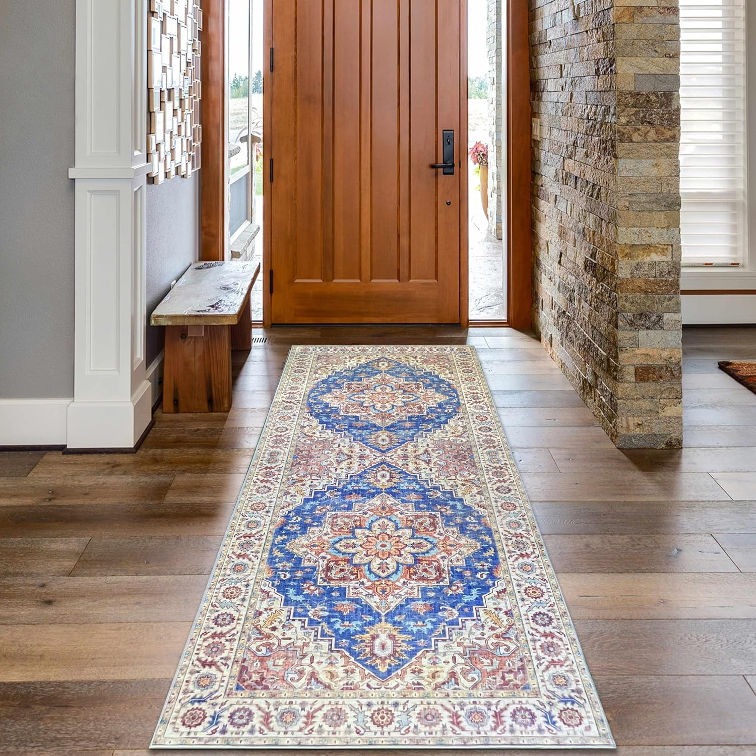 Click here for Jv Home Runner Rug Napoli Pink Blue 2 X 7 Washable... prices