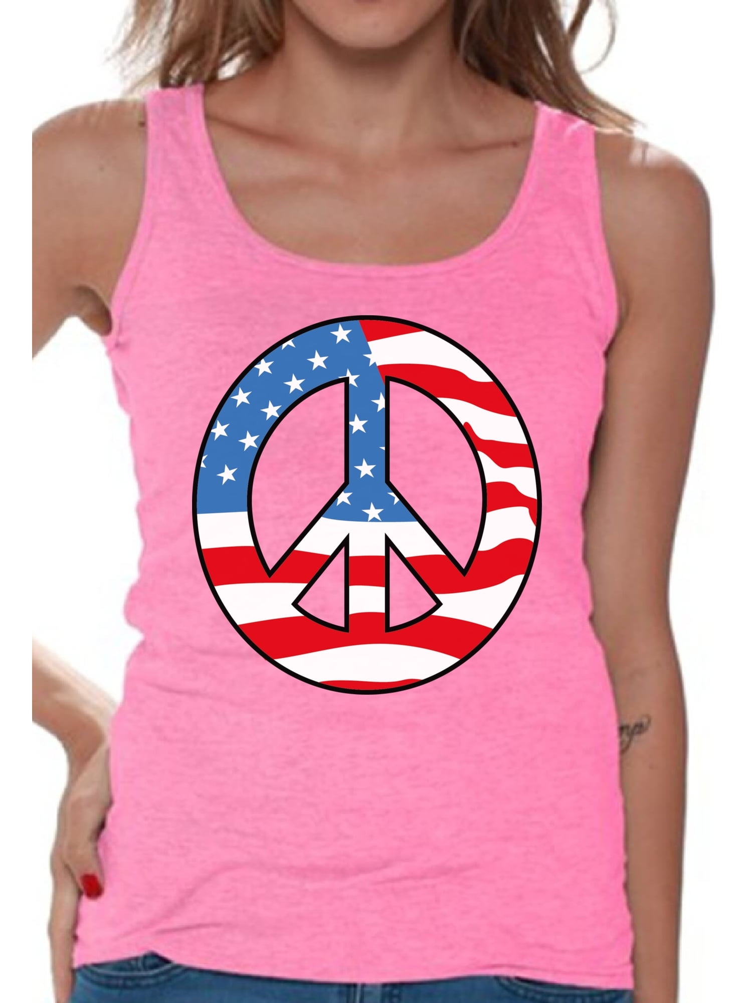 Awkward Styles Women's Peace Flag Patriotic Graphic Tank Tops American ...