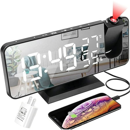 Projection Alarm Clock, 7.3" Mirror D Digital Projection Clock, with ...