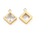 10 pc 304 Stainless Steel Rhinestone Pendant Rhombus Golden 15x12x4mm ...