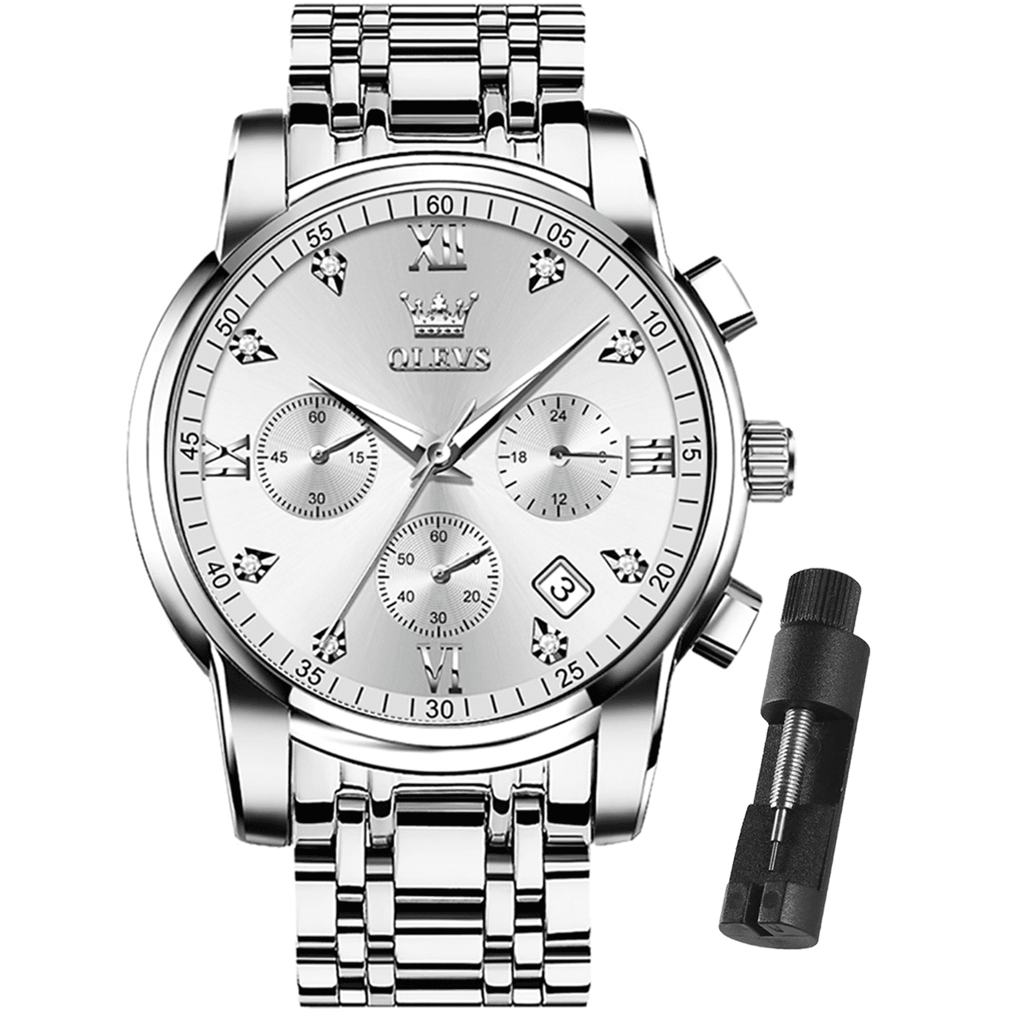 Click here for Silver Watches For Men Olevs Watch Men Luxury Watc... prices