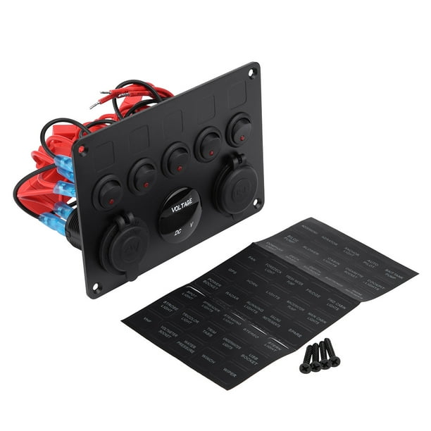 Toggle Switch Panel USB,12-24V 5 Gang On/Off Toggle Switch Panel ...
