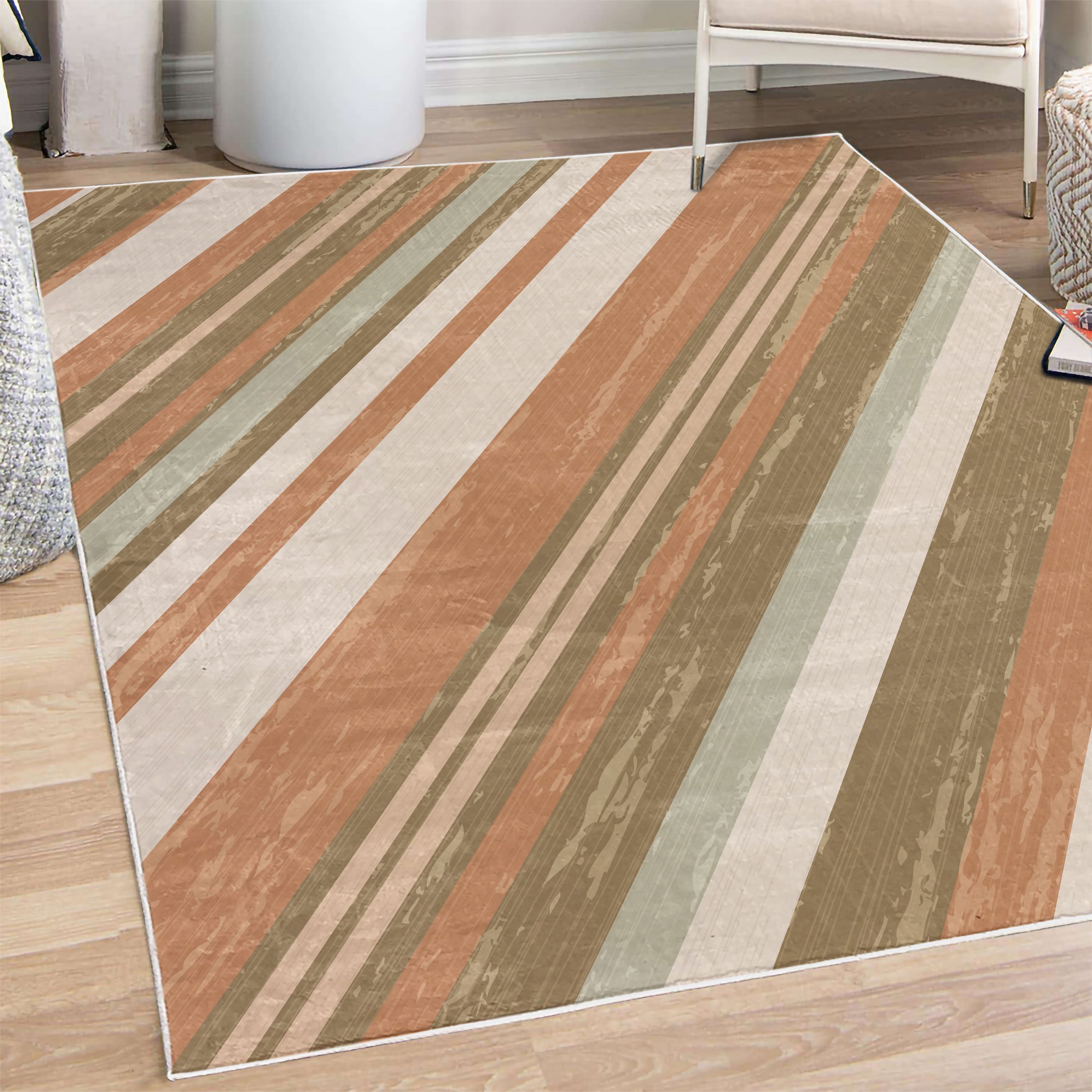 Vintage Decorative Rug, Diagonal Stripes on Old Aged Design Grungy ...