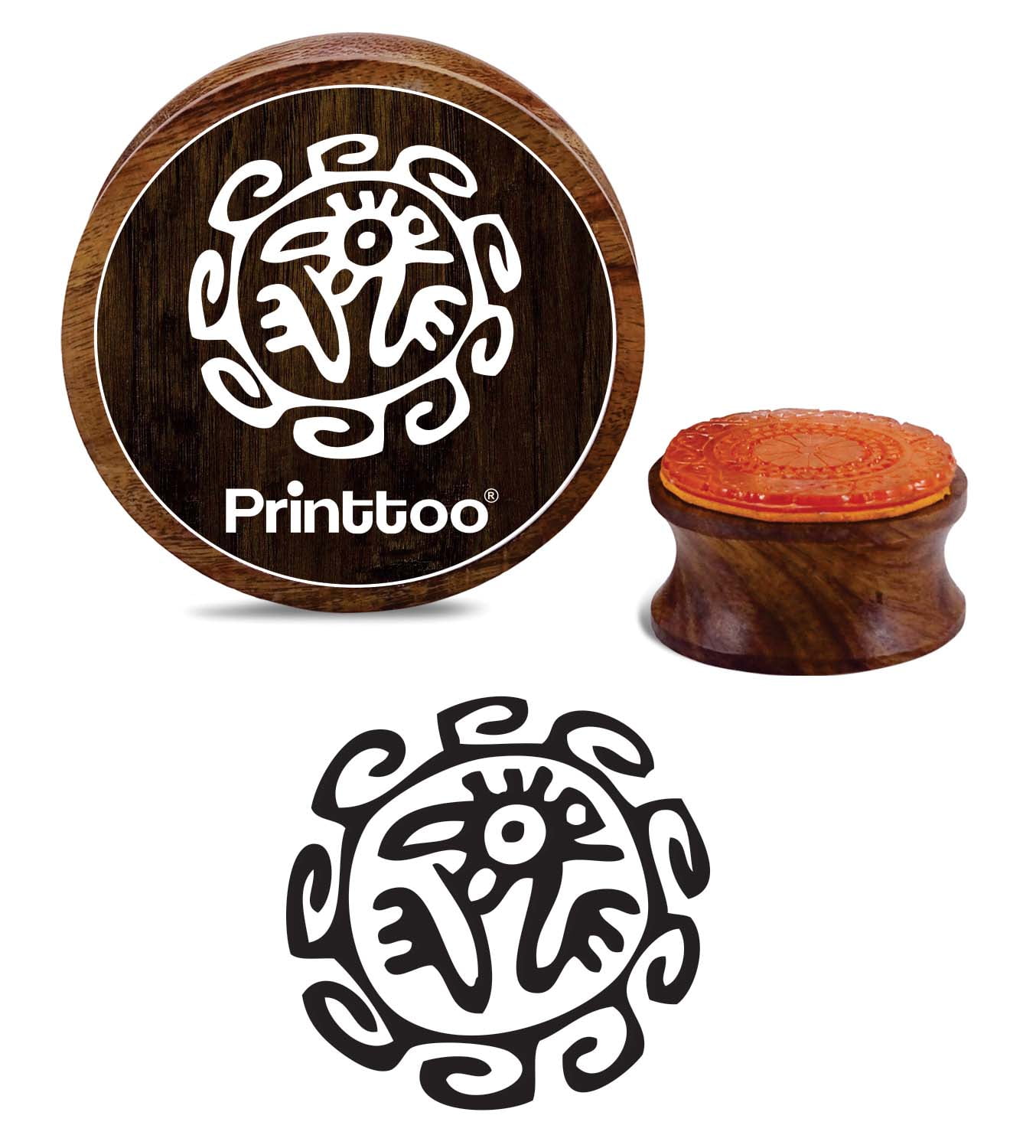 Printtoo Aztec Symbol Design Round Wooden Rubber Stamp Scrap-booking ...