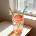 4-Piece Heatproof Glass Straw Set, Colored Straight And Curved Drinking ...
