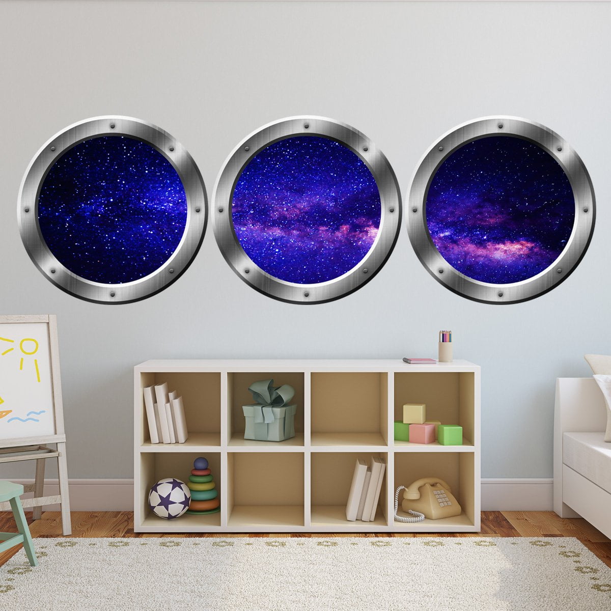 VWAQ Spaceship Window Wall Decals For Kids Rooms Outer Space Galaxy ...