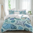 4 Piece Duvet Cover Set Queen, Ocean Shell Conch Cartoon Style Soft ...