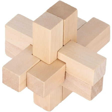 Bmatwk Wooden Cube Brain Teaser Puzzle, Adult Brain Teaser Wooden ...