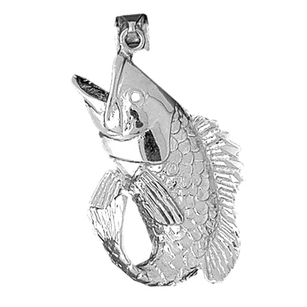 14K White Gold Bass Pendant - 42 mm - Walmart.com