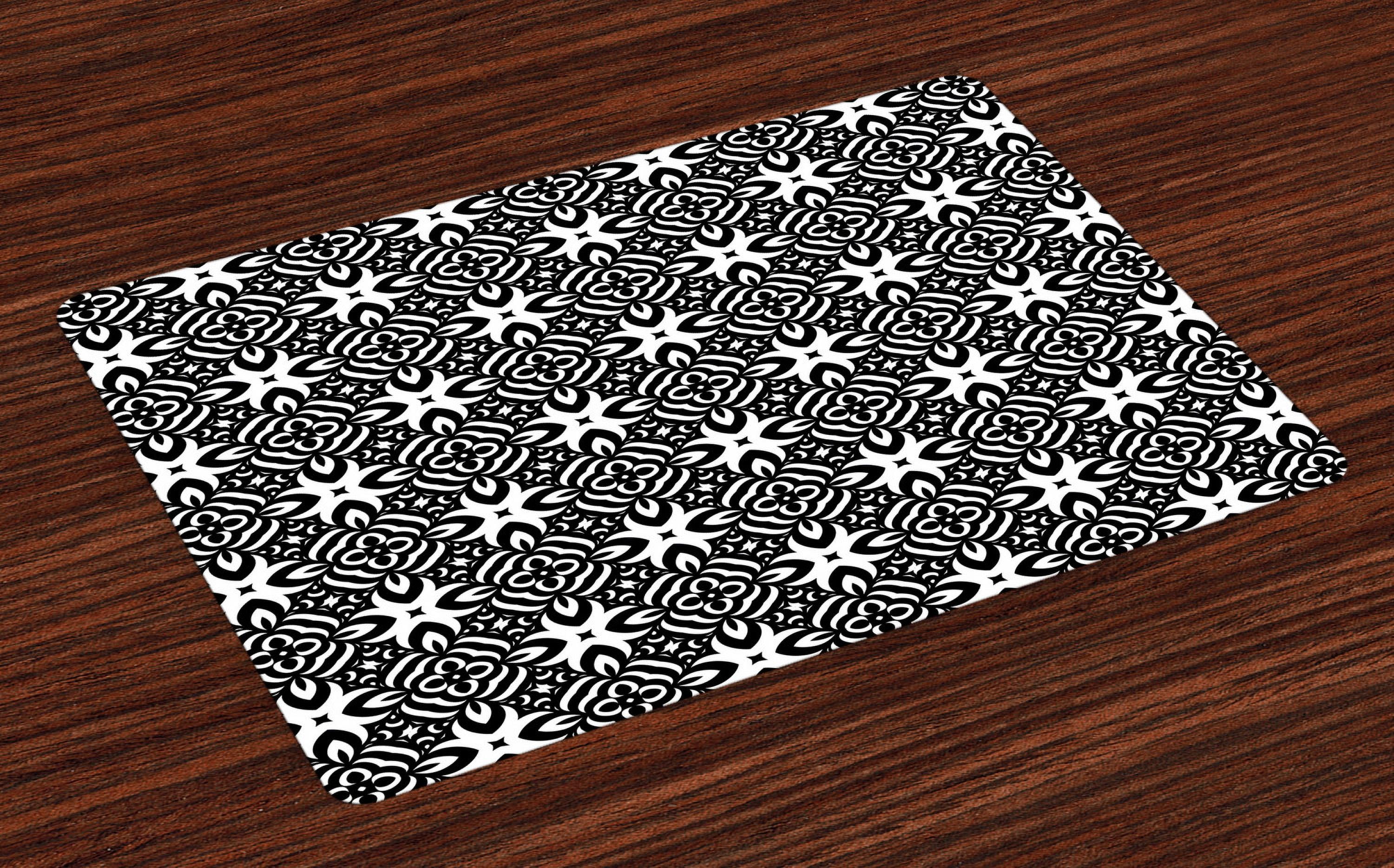 Ambesonne Black and White Place Mats Set of 4, Monochrome Details ...