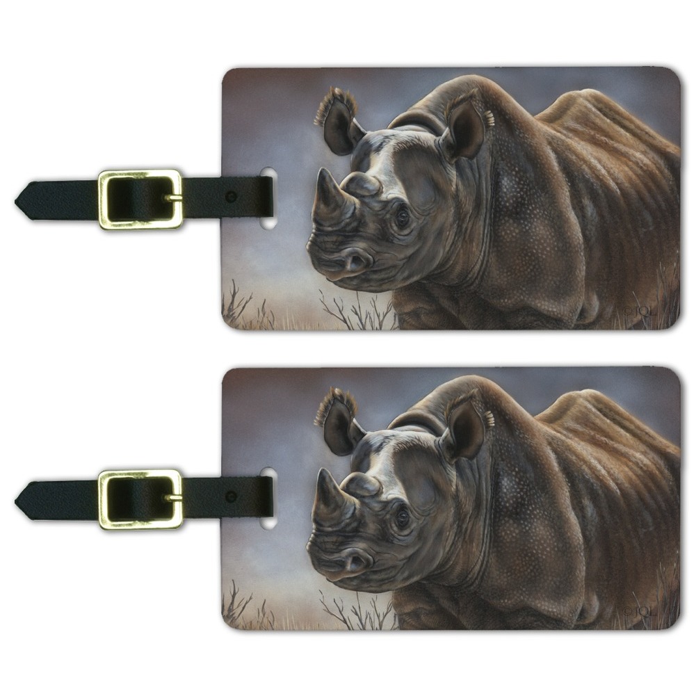 Black Rhino Rhinoceros Luggage ID Tags Suitcase Carry-On Cards - Set of ...