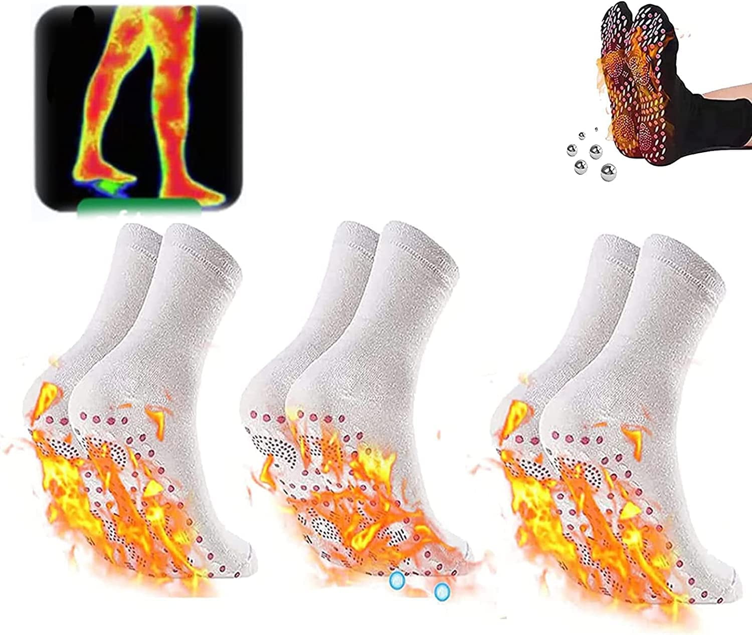 7Pairs Tourmaline Acupressure Self-Heating Shaping Socks, Tourmaline ...