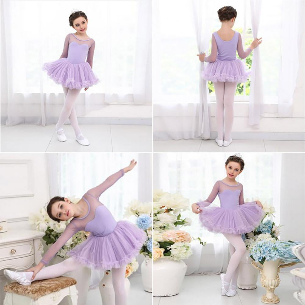 Bullpiano 4-14Y Girl Ballet Dress Gymnastics Leotards for Girls Long ...