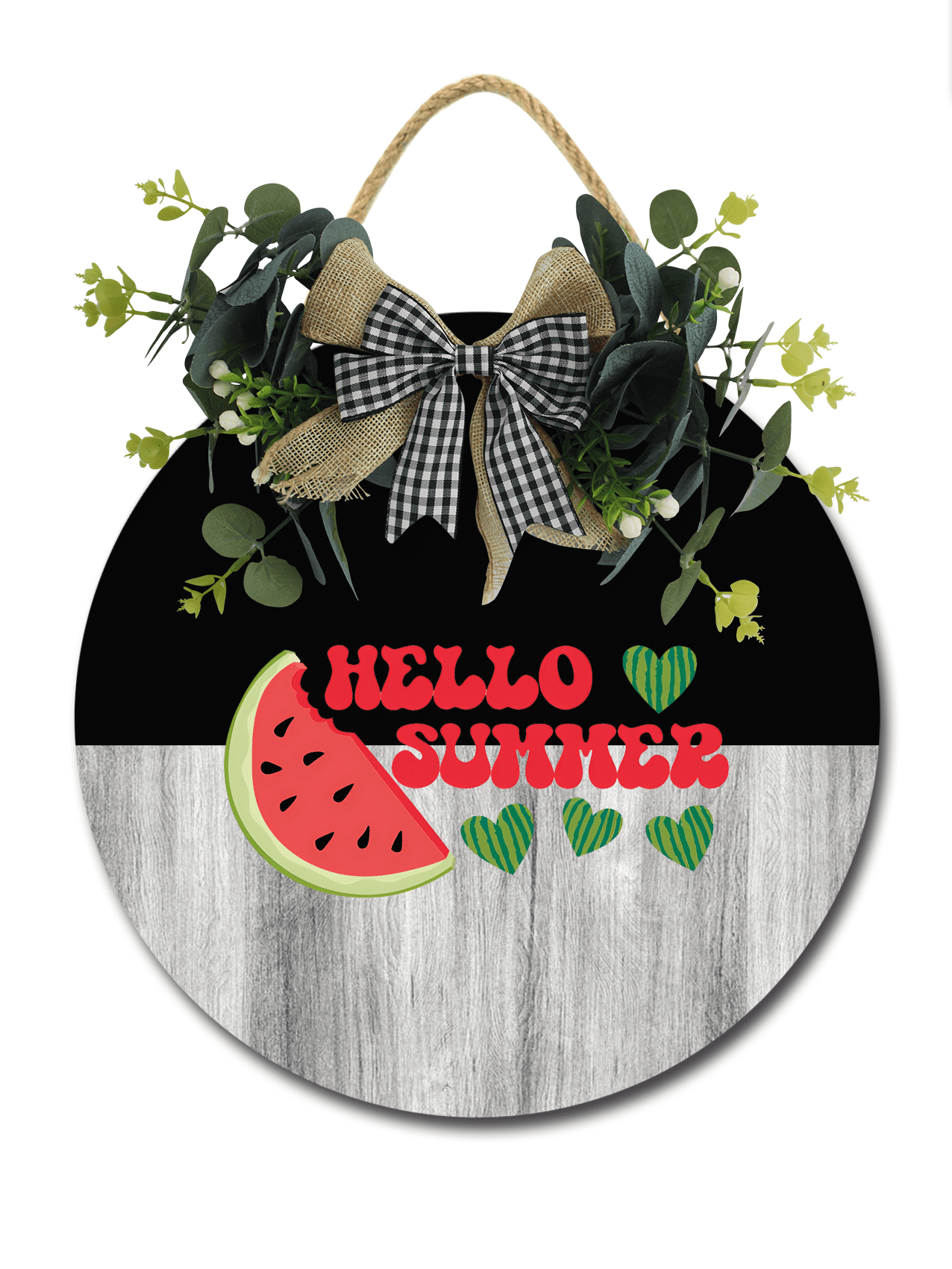 Summer Vibes Sign Front Door Porch Decorations, Round Rustic Wood ...