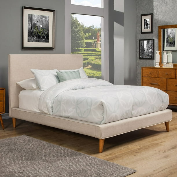 Alpine Furniture Britney Upholstered Platform Bed, Multiple Sizes ...