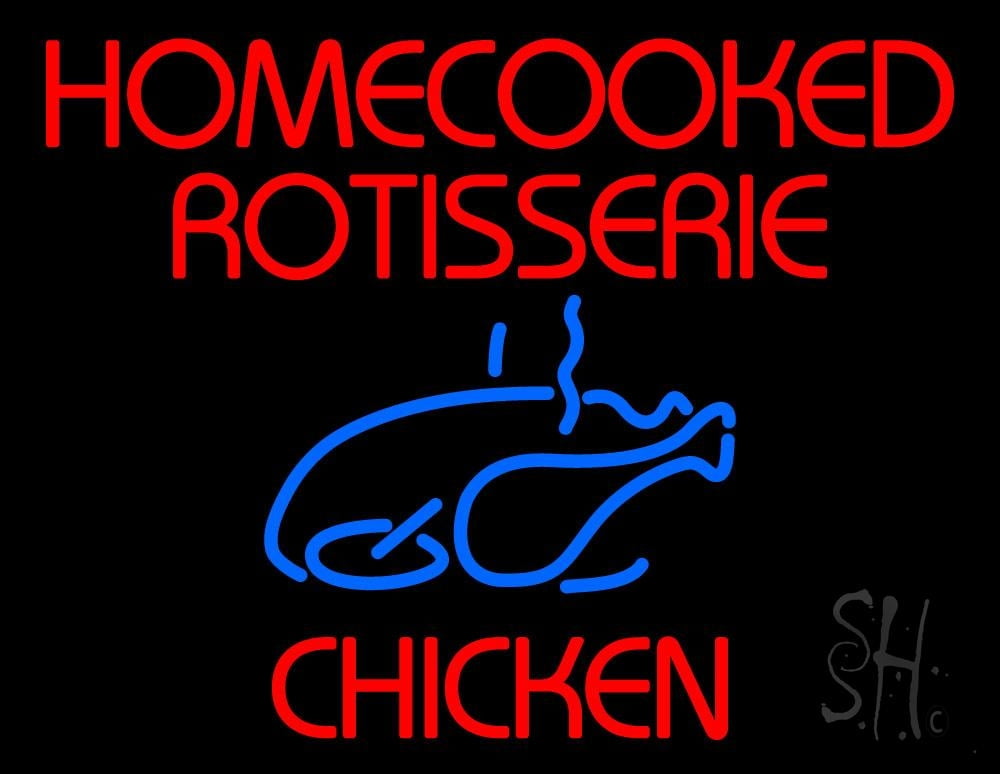 Red Homecooked Rotisserie Chicken LED Neon Sign 24 x 31 - inches, Black ...