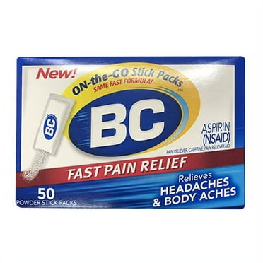 BC Powder Original Strength Pain Reliever, 50 Powder Sticks ea (Pack of ...