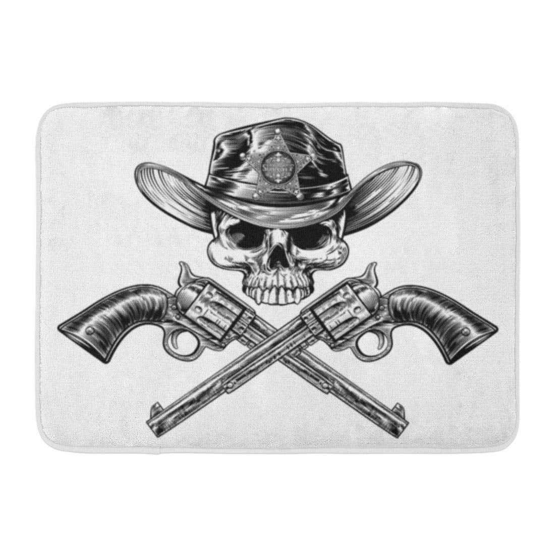 GODPOK Cowboy Grim Reaper Skull in Western Hat with Star Sheriff Badge ...