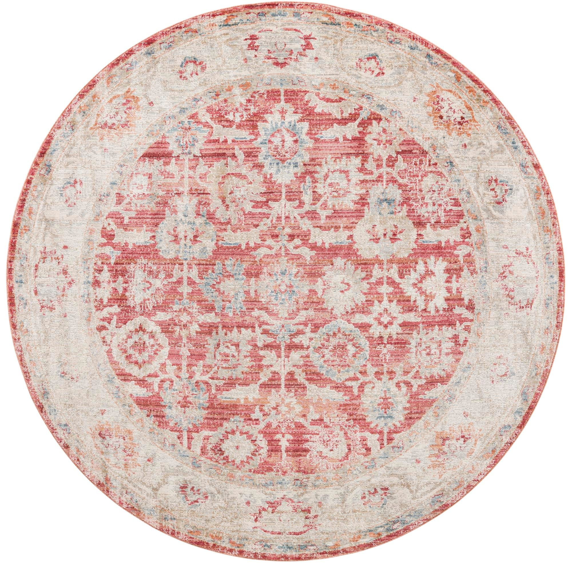 Rugs.com Noble Collection Rug – 5' Round Red Medium Rug Perfect For ...