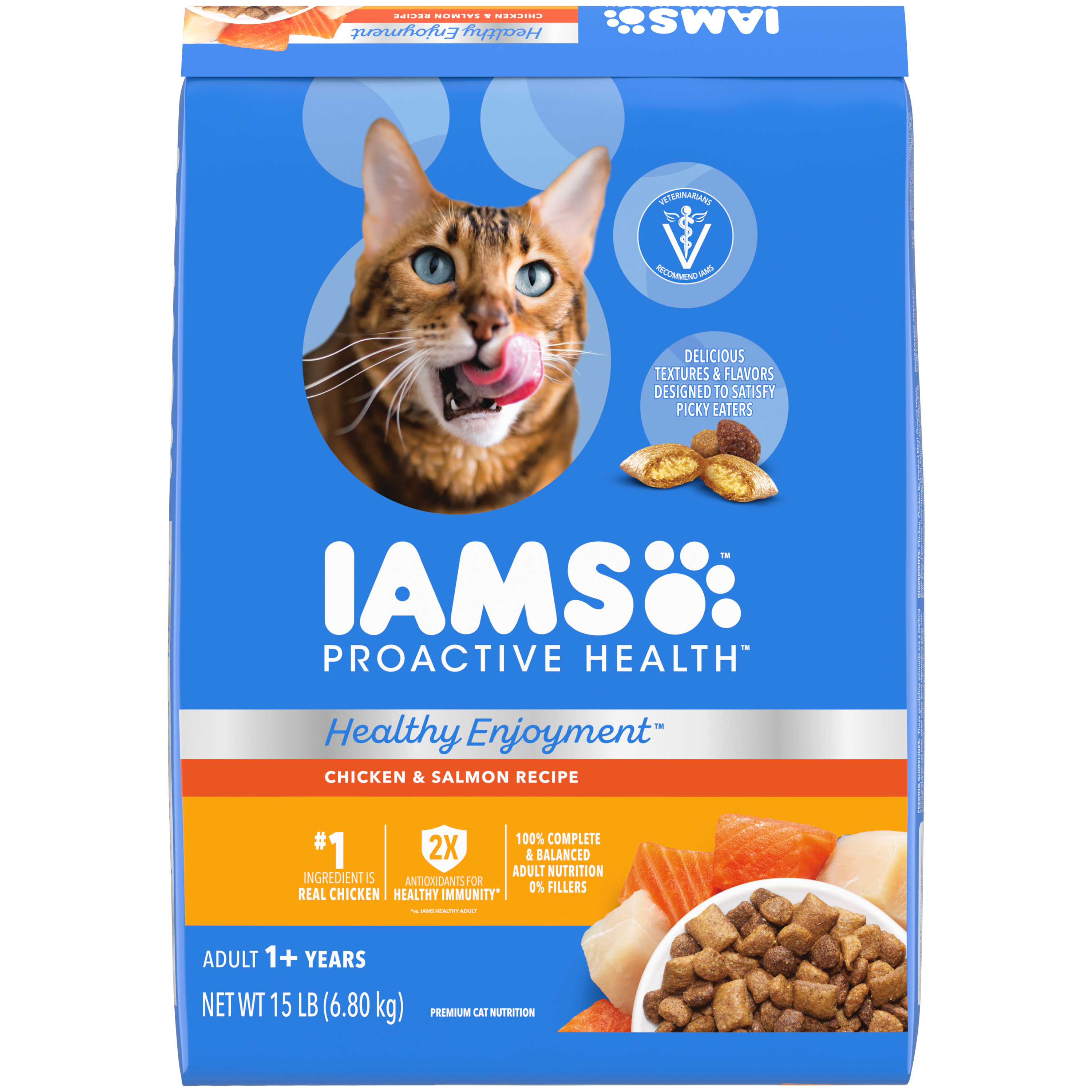 IAMS Healthy Enjoyment Dry Cat Food Chicken Salmon Recipe 15 Lb Bag IAMS Healthy Enjoyment Dry Cat Food Chicken Salmon Recipe 15 Lb Bag