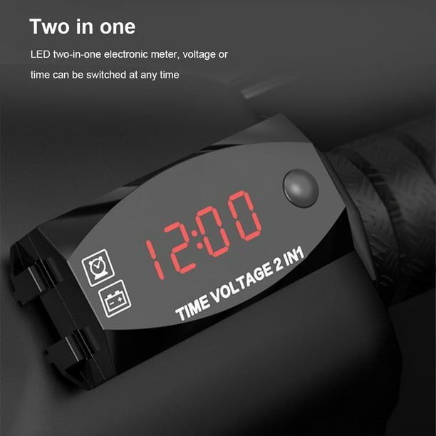 VONKY 2 in 1 Motorcycle Voltmeter LED IP67 Waterproof Voltage Meter ...