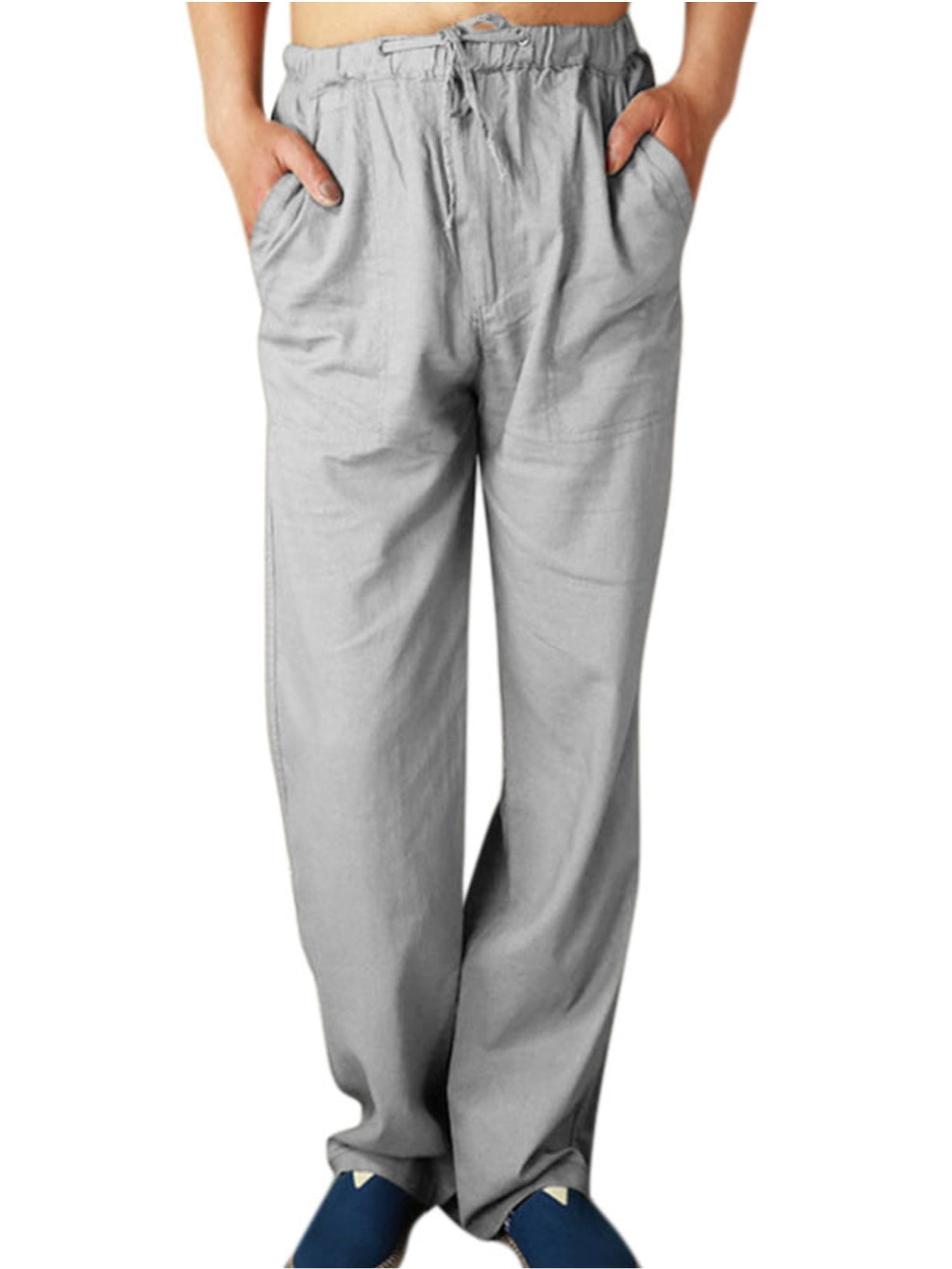Frontwalk Men Casual Summer Beach Loose Trousers Cotton Linen Pants