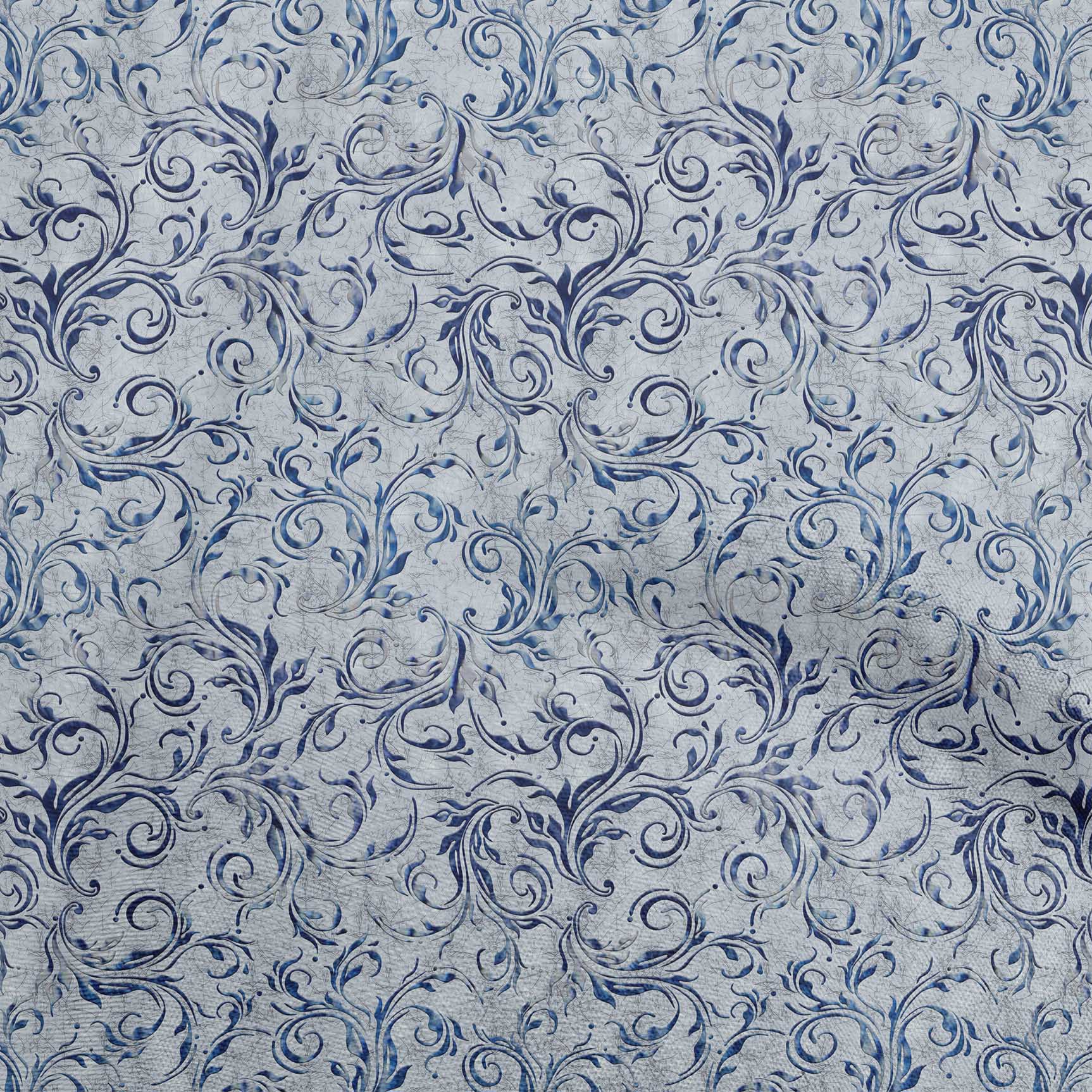 oneOone Velvet Dusty Blue Fabric Asian Baroque Sewing Material Print ...