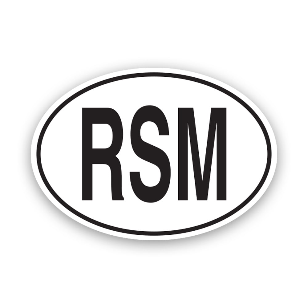 RSM San Marino Country Code Oval Sticker Decal - Self Adhesive Vinyl ...