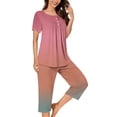 Fewfanhot Pajamas for Women Set Two Piece Short Sleeve Shirt and Capri ...