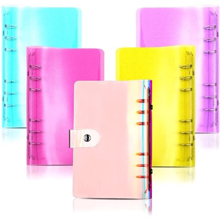 5 Pieces A6 Rainbow Soft PVC Notebook Binder with Snap Button 6 Ring ...