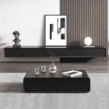 POVISON Black Floating TV Stand, Modern Wall-Mounted Entertainment ...