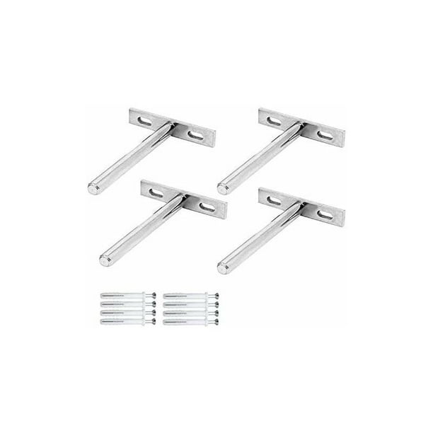4 Pieces Invisible Floating Shelf Brackets Hidden Fixture T Shape Wall ...